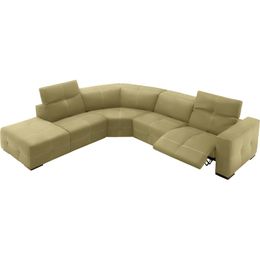 Egoitaliano Ecksofa &raquo;Sauvanne, Designsofa der Extraklasse, elegant und bequem, L-Form&laquo; wahlweise mit elektrischer Relaxfunktion, Kopfteilverstellung gr&uuml;n Leder &raquo;