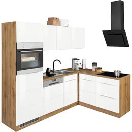 KOCHSTATION Winkelk&uuml;che &raquo;KS-Brindisi Stellbreite 230/170 cm&laquo; wahlweise mit E-Ger&auml;ten und Induktion, mit MDF-Fronten wei&szlig; B/H/T: 230cm x 200cm x 60cm, 