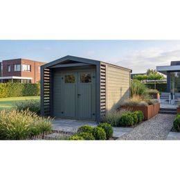 Weka Gartenhaus &raquo;Killarney&laquo; Doppelt&uuml;r, 1/4 verglast, inkl. Rhombusvordach gr&uuml;n Massivholz ohne Fu&szlig;boden, ohne Dacheindeckung