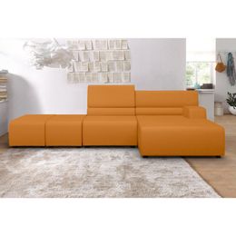 Egoitaliano Ecksofa &raquo;Babouche, Designsofa mit au&szlig;ergew&ouml;hnlichem Sitzkomfort zum Wohlf&uuml;hlen&laquo; gelb Leder NUVOLE (Echtes Rindsleder). Halbnat&uuml;rliches, halbnarbiges 