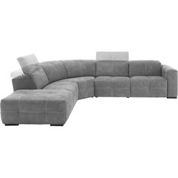 Egoitaliano Ecksofa &raquo;Sauvanne, Designsofa der Extraklasse, elegant und bequem, L-Form&laquo; wahlweise mit elektrischer Relaxfunktion, Kopfteilverstellung grau Luxus-