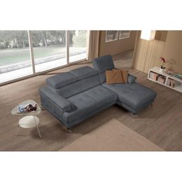 Egoitaliano Ecksofa &raquo;Soul, Design und Sitzkomfort auf hohem Niveau, tolle Details, L-Form&laquo; mit Recamiere, inkl. Kopfteilverstellung blau Luxus-Micofaser 
