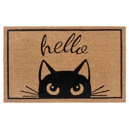 Hanse Home Fu&szlig;matte &raquo;Kokos Watching Cat, T&uuml;rmatte&laquo; rechteckig 15 mm H&ouml;he Kokos, Schmutzfangmatte, Outdoor, Rutschfest, Innen, Kokosmatte, Flur beige 