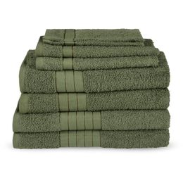 Good Morning Handtuch Set &raquo;Uni&laquo; Baumwolle, Walkfrottee, Bord&uuml;re, 500 GSM, Einfarbig, ohne Aufh&auml;ngung gr&uuml;n Frottee, Obermaterial: 100% Baumwolle 8 Stk.