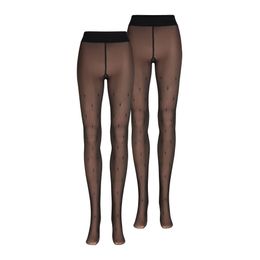 Nur Die Fine Tights ' Warm & Transparent Innenpl&uuml;sch Prints ' female size M/L Black