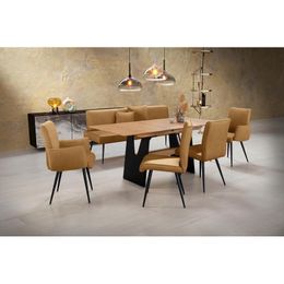 K+w Komfort & Wohnen K+W Komfort & Wohnen Essgruppe &raquo;Giacomo I&laquo; 6 Stk. tlg. 2 St&uuml;hle und 2 Armlehnenst&uuml;hle, Polsterbankbreite 200cm oder 177cm gelb B/H/T: 87cm x 62cm, 
