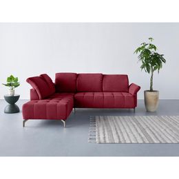 OTTO home Ecksofa &raquo;Fresh L-Form&laquo; Federkern, wahlweise Kopfteilverstellung und motorischer Vorziehsitz rot 100% Polyester B/H/T: 260cm x 79cm x 220cm, 