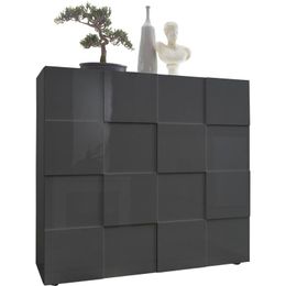 Home Affaire Highboard &raquo;Dama H&ouml;he 111 cm, Breite 121 cm, Kommode 2 T&uuml;ren, Hochkommode&laquo; Front in 3D-Optik, viel Stauraum, verschiedene Farben grau 