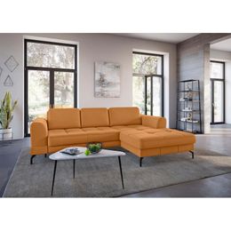 Sit & More sit&more Ecksofa &raquo;Bendigo L-Form&laquo; inklusive Sitztiefenverstellung, Bodenfreiheit 15 cm, 2 Fu&szlig;farben gelb B/H/T: 284cm x 87cm x 175cm, NaturLEDER ,mega