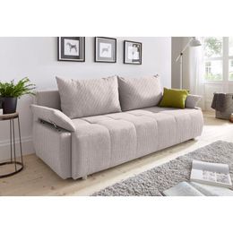 Collection AB Schlafsofa &raquo;Funtastic, B: 212 cm, Liegel. 145x187 cm&laquo; Schlaffunktion, Bettkasten, Armteilverstellung & Zierkissen, Federkern beige 