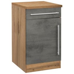 KOCHSTATION Unterschrank &raquo;KS-Samos&laquo; 50 cm breit grau wotaneichefarben, B/H/T: 50cm x 85cm x 60cm, T&uuml;ren: 1 Stk.