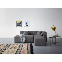Home Affaire Ecksofa &raquo;Sundstrup L-Form&laquo; Modulserie, individuelle Zusammenstellung grau 100% Polyester B/H/T: 233cm x 76,5cm x 93cm, Struktur weich, 