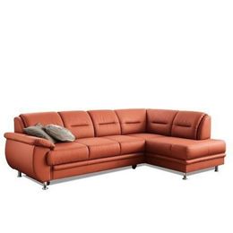 Sit & More sit&more Ecksofa &raquo;Mailand L-Form, B: 250 cm&laquo; optional Schlaffunktion,Ottomane,inkl 5 Jahre Herstellergarantie orange Luxus-Kunstleder;Kunstleder 