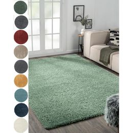 MyFlair Hochflor-Teppich &raquo;My Shaggy&laquo; rechteckig 37 mm H&ouml;he Shaggy, Uni-Farben, leicht gl&auml;nzend, Microfaser, extra flauschig gr&uuml;n Polypropylen (PP) B : 120cm 1