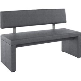 OTTO home Sitzbank &raquo;Charissa&laquo; mit Lehne, Breite 140, 160 oder 180 cm grau Holzwerkstoff, Massivholz B/H/T: 160cm x 90cm x 53cm, Strukturstoff