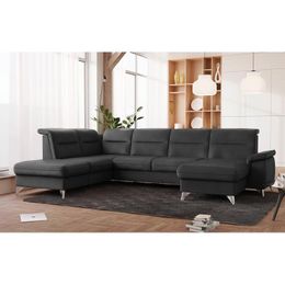 Sit & More sit&more Wohnlandschaft &raquo;Astoria U-Form&laquo; wahlweise mit motorischer Relaxfunktion grau 100% Polyester B/H/T: 329cm x 91cm x 225cm, Luxus-Microfaser in 