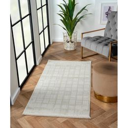 MyFlair Teppich &raquo;My Wonder, LAGERR&Auml;UMUNG&laquo; rechteckig 10 mm H&ouml;he Kurzflor, Retro-Style, besonders weich durch Microfaser, mit Fransen beige Polyester B : 80cm 