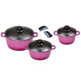King Topf-Set Set, 1x Kochtopf &Oslash; 16 cm, 1x Kochtopf &Oslash; 20 cm, 1x Kochtopf &Oslash; 24 cm, 6 Stk. tlg. Aluminiumguss lila Einheitsgr&ouml;&szlig;e