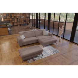 Sit & More sit&more Ecksofa &raquo;Bolero L-Form&laquo; grau 95%Polyester 5%Polyamid B/H/T: 290cm x 88cm x 178cm, Struktur weich, Recamiere rechts, ohne Kopfteilverstellung,