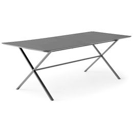 Esstisch &raquo;Meza Designtisch mit Auszugsfunktion und 2 Einlegeplatten&laquo; abgerundete Tischplatte MDF, gekreuztes Metallgestell, in zwei Breiten schwarz 