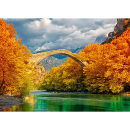 papermoon Fototapete &raquo;Konitsa Bridge Aoos River&laquo; glatt bunt Vlies B/L: 2,5m x 1,86m, Bahnen: 5 Stk.