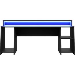 FORTE Gamingtisch &raquo;Tezaur&laquo; Schreibtisch mit RGB-Beleuchtung und Halterungen, Breite 200 cm schwarz B/H/T: 200cm x 91,1cm x 54,3cm
