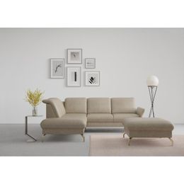 Sit & More sit&more Ecksofa &raquo;Fashion L-Form&laquo; wahlweise mit Kopfteilverstellung, Vorziehsitz, motorisch, Nickelf&uuml;&szlig;e beige B/H/T: 250cm x 84cm x 207cm, Luxus-