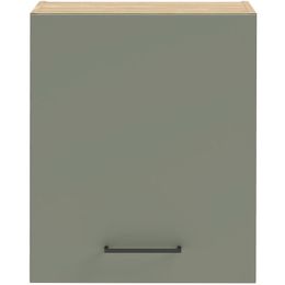 KOCHSTATION H&auml;ngeschrank &raquo;KS-Kolari&laquo; 1 Stk. tlg. Ma&szlig;e (B/T/H): 50 x 36,6 x 60,9 cm gr&uuml;n FSC -zertifizierter Holzwerkstoff eichefarben hell, B/H/T: 