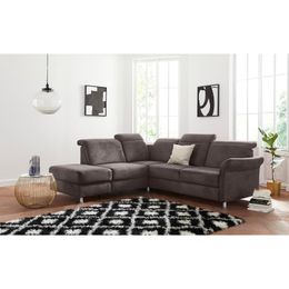 Sit & More sit&more Ecksofa &raquo;Darwin L-Form&laquo; inklusive Federkern, wahlweise mit Kopfteilverstellung, Schlaffunktion braun B/H/T: 249cm x 221cm, Luxus-Microfaser 