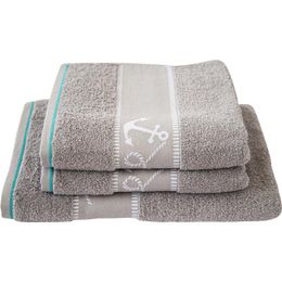Dyckhoff Handtuch &raquo;Maritim, Voyage&laquo; grau Frottier, Obermaterial: 100% Baumwolle B/L: 50cmx100cm, 1 Stk., Anker, Frottier