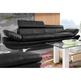 COTTA Polstergarnitur &raquo;Enterprise&laquo; Set, Set bestehend aus: 3-Sitzer mit Arm- & Kopfteilverstellung & Hocker grau Kunstleder SOFTLUX ,mit 