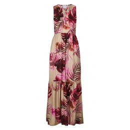 Madeleine Mode Madeleine Sommerkleid Damen Gr&ouml;&szlig;e 34 beige / lila / himbeer / dunkelpink