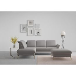 Sit & More sit&more Ecksofa &raquo;Fashion L-Form&laquo; wahlweise mit Kopfteilverstellung, Vorziehsitz, motorisch, Nickelf&uuml;&szlig;e grau B/H/T: 250cm x 84cm x 207cm, Luxus-
