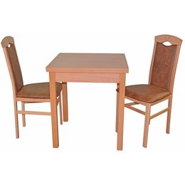 HOFMANN LIVING AND MORE Essgruppe &raquo;3tlg. Tischgruppe&laquo; Spar-Set, 3tlg. Tischgruppe, 3 Stk. tlg. St&uuml;hle montiert braun FSC -zertifiziertes teilmassives 