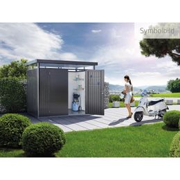 BioHort Ger&auml;tehaus &raquo;HIGHLINE Gr. H1, verschiedene Farben&laquo; stylisches Metall-Gartenhaus mit Flachdach grau Stahl Einheitsgr&ouml;&szlig;e