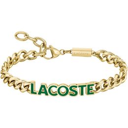 Lacoste Herren Panzerarmband &raquo;SCRIPT&laquo; teilweise mit Emaille gold 18,5cm, Edelstahl