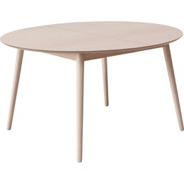Esstisch &raquo;Meza Designtisch mit Auszugsfunktion und 2 Einlegeplatten&laquo; &Oslash;135(231) cm, runde Tischplatte aus MDF/Laminat, Massivholzgestell beige 