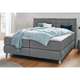 Home Affaire Boxspringbett &raquo;Salo&laquo; incl. Topper, 6 Breiten, 2 H&auml;rtegrade, TFK auch in H&auml;rtegrad 4 grau Struktur (100% Polyester);Bezug der 
