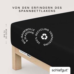 Schlafgut Spannbettlaken &raquo;PREMIUM Mako-Zwirn-Jersey, 220 g/m&sup2;, 95% Bio-Baumwolle, 5% Elasthan&laquo; Bettlaken bis 30 cm H&ouml;he, PREMIUM-Qualit&auml;t langlebig, perfekter 