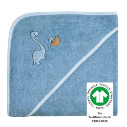 W&ouml;rner Kapuzenhandtuch &raquo;Dinofamilie&laquo; Biobaumwolle, mit Kapuze, maschinenwaschbar, trocknergeeignet blau Frottee, Frottee B/L: 100cmx100cm, 1 Stk., Frottee