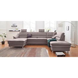 Sit & More sit&more Wohnlandschaft &raquo;Cardoso U-Form&laquo; mit Federkern und Kopfst&uuml;tzen, mit Schlaffunktion und Relaxfunktion grau Luxus-Microfaser 1 (100% Polyester);