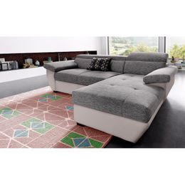 COTTA Ecksofa &raquo;Speedway L-Form&laquo; mit Kopfteilverstellung, wahlweise mit Schlaffunktion & Bettkasten Edles Flachgewebe ( 100% Polyester ) / Feine 