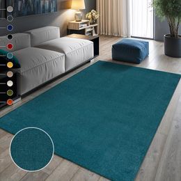 Sanat Teppich &raquo;UNI , auch als L&auml;ufer und Rund&laquo; rechteckig 13 mm H&ouml;he robuster Kurzflorteppich, gro&szlig;e Farbauswahl, Wohnzimmer, alle R&auml;ume blau Kunstfaser B :