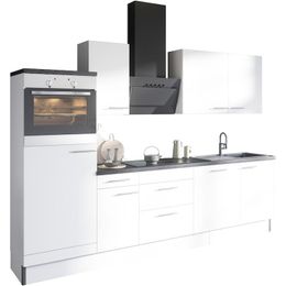 Optifit K&uuml;che &raquo;Klara&laquo; Breite 270 cm, wahlweise mit E-Ger&auml;ten wei&szlig; B/H/T: 270cm x 60cm, ohne E-Ger&auml;te