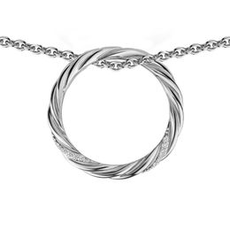 Firetti Damen Kette mit Anh&auml;nger &raquo;Schmuck Geschenk Silber 925 Halsschmuck Twisted-Circle-Design&laquo; Made in Germany - mit Zirkonia (synth.) Silber 925 (
