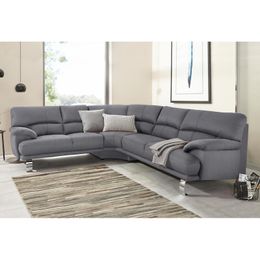 Trendmanufaktur Ecksofa &raquo;Cecilia II, in italienischen Design, bequem, hoher Sitzkomfort, L-Form&laquo; extrabreite Armlehnen f&uuml;r noch mehr Sitzkomfort grau 