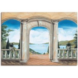 Artland Leinwandbild &raquo;griechische Terrasse&laquo; Europa 1 Stk. tlg. auf Holzrahmen gespannt beige Leinwand B/H/T: 70cm x 50cm, Leinwandbild Europa Querformat, 1 