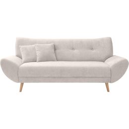 Home Affaire 3-Sitzer &raquo;Basta, komfortable Wellenunterfederung, Breite 205cm&laquo; beige 100% Polyester B/H/T: 205cm x 82cm x 87cm, Microfaser, gepolstert,