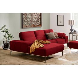 W.Schillig Ecksofa &raquo;run, Designsofa mit tollem Sitzkomfort, bequem, L-Form&laquo; mit Holzsockel, F&uuml;&szlig;e in Bronze pulverbeschichtet, Breite 279 cm rot 