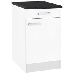 Optifit Sp&uuml;lenschrank &raquo;Odense&laquo; 50 cm breit, mit T&uuml;r und Schubkasten, mit 28 mm starker Arbeitsplatte wei&szlig; wei&szlig;, B/H/T: 50cm x 85cm x 60cm, Schubladen: